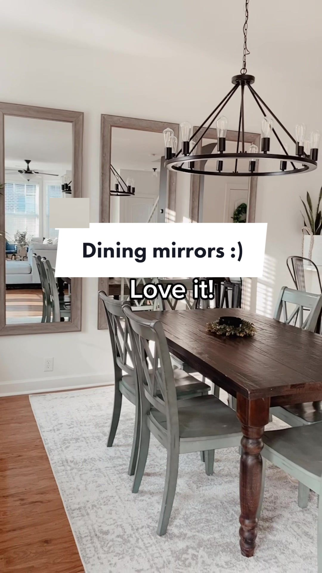 Dining Room Transformation With Three Mirror Design Idea