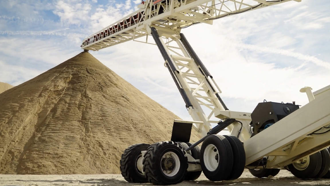 Massive radial stacker builds giant stockpiles with incredible efficiency