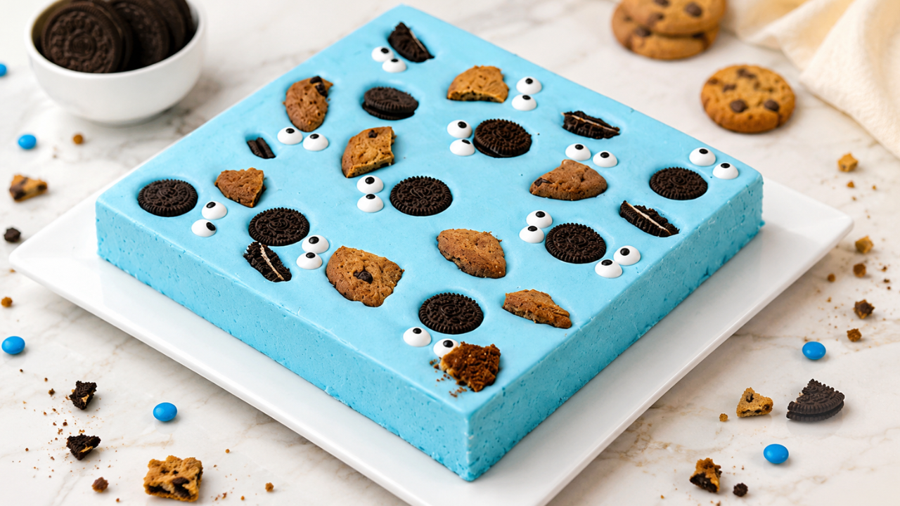 Cookies and cream blue sheet cake