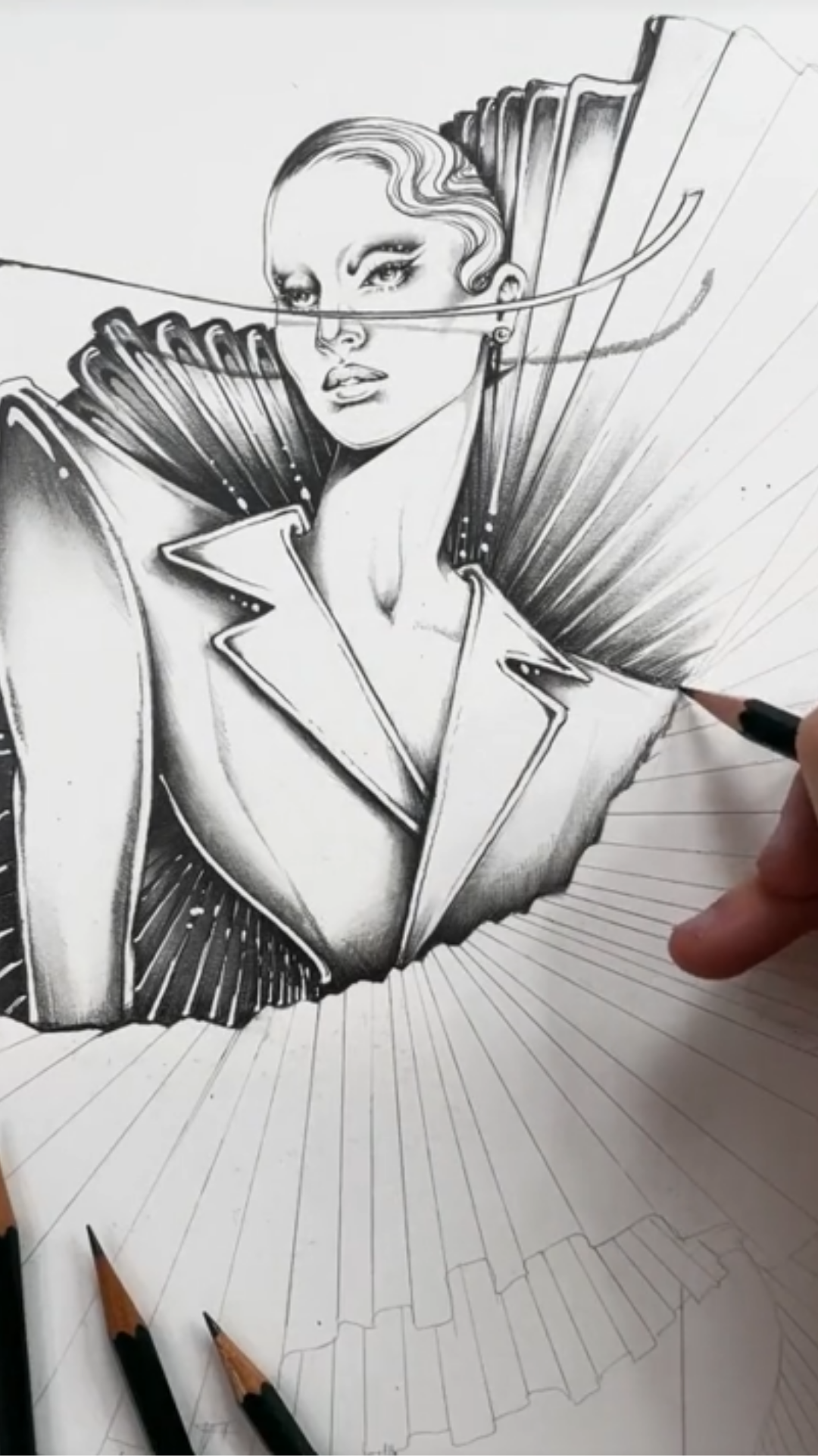 Second fashion drawing tutorial from sketch to final design