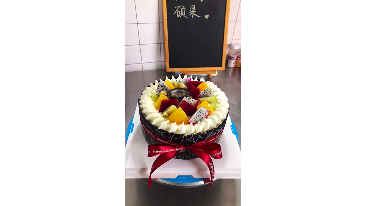 Crafting a color rich fruit paradise with smooth cream borders and ...