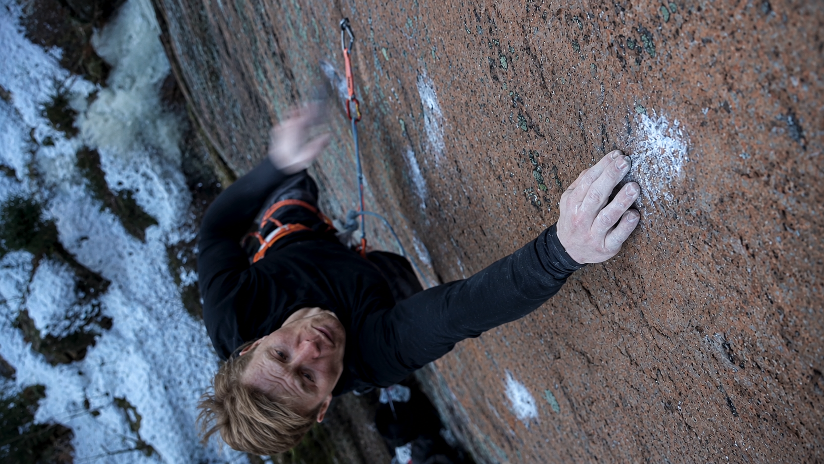 He was climbing a smooth granite cliff - then his hand suddenly slipped