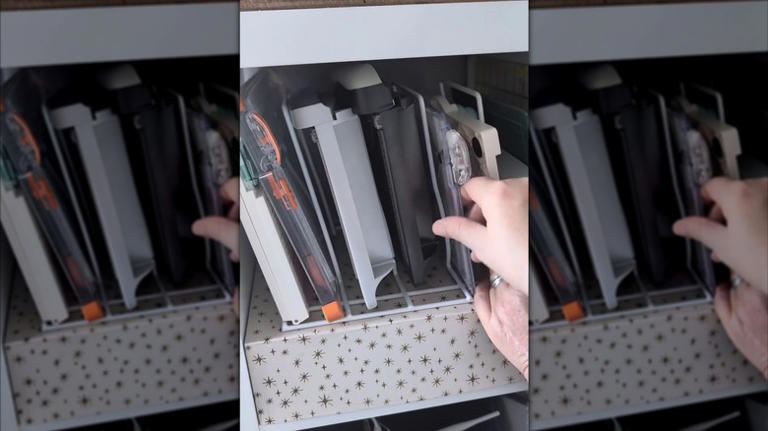 Upcycle an old pot lid organizer into the perfect craft room storage ...