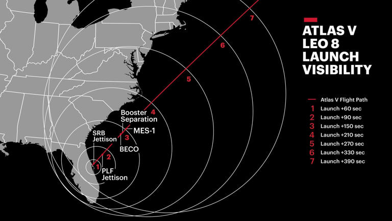 Rocket launch may be visible in Jacksonville, St. Augustine. See the map