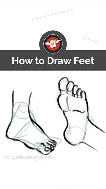 How to draw feet in two perspective views easy guide