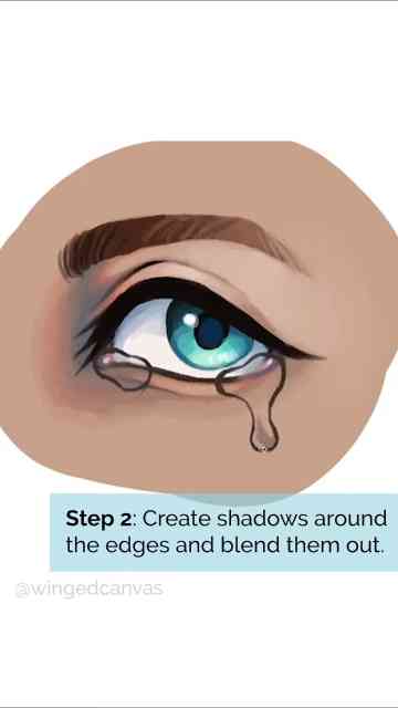 How to draw tears and tear stains in simple steps