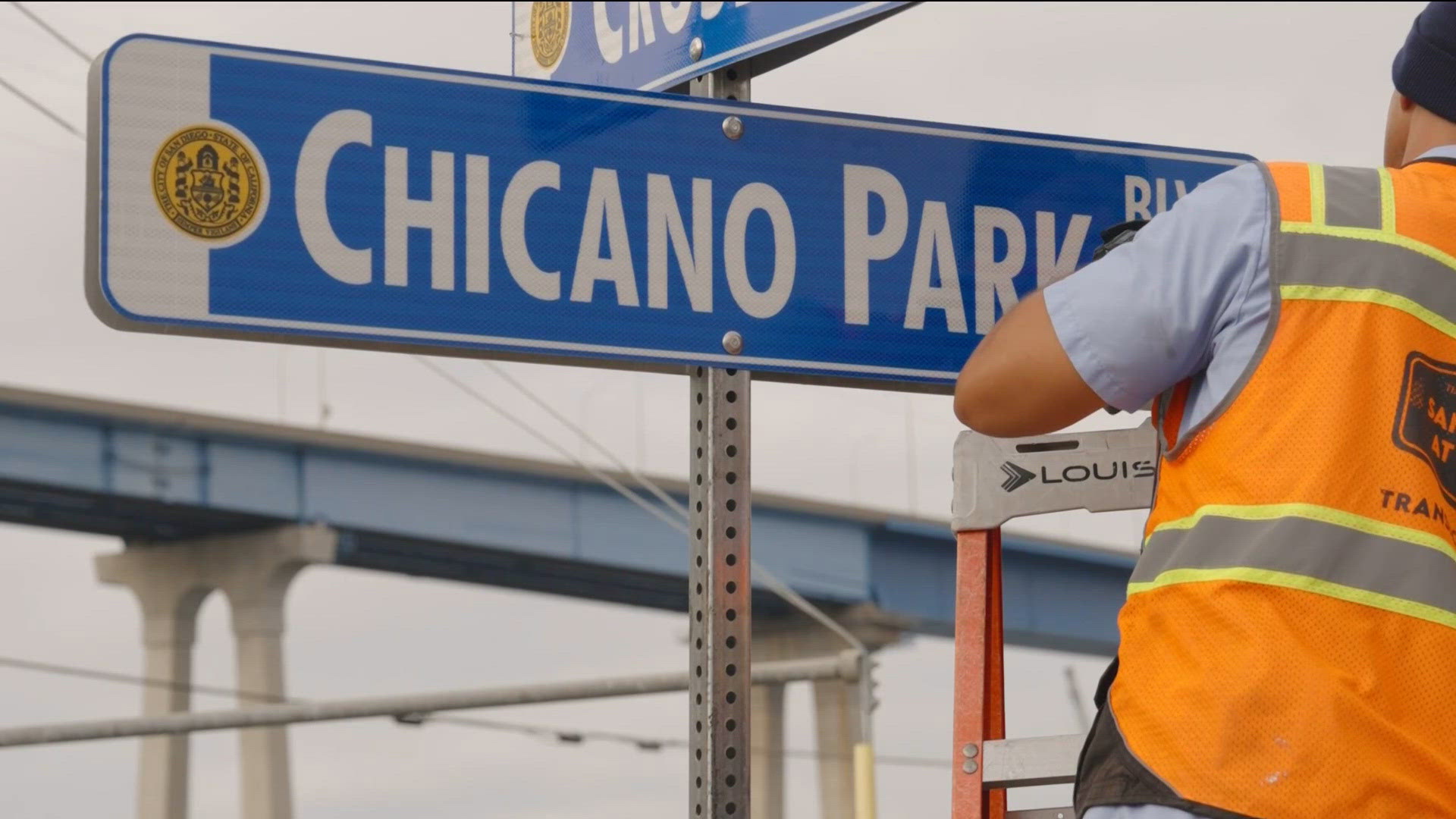 San Diego city crews replacing Cesar Chavez signs in Barrio Logan