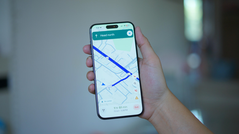 What does the red dotted line mean on Google Maps?