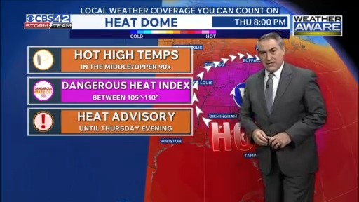 Dangerous heat and strong storms through Thursday - CBS 42 News at 4 PM