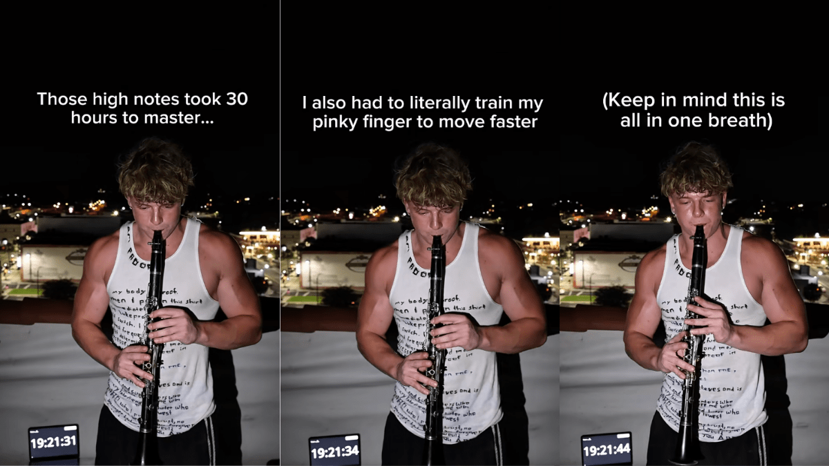Bodybuilder learns the 'hardest' song on the clarinet for the first ...
