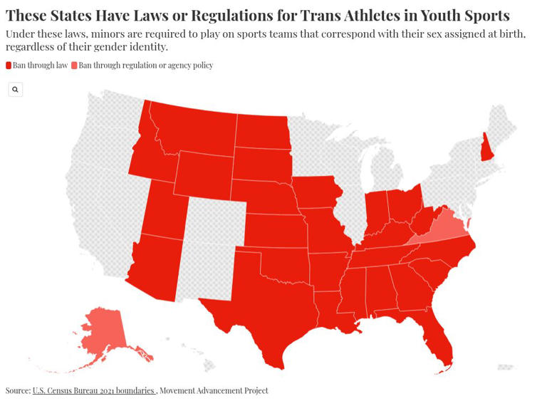Map shows states banning transgender athletes as Supreme Court rules