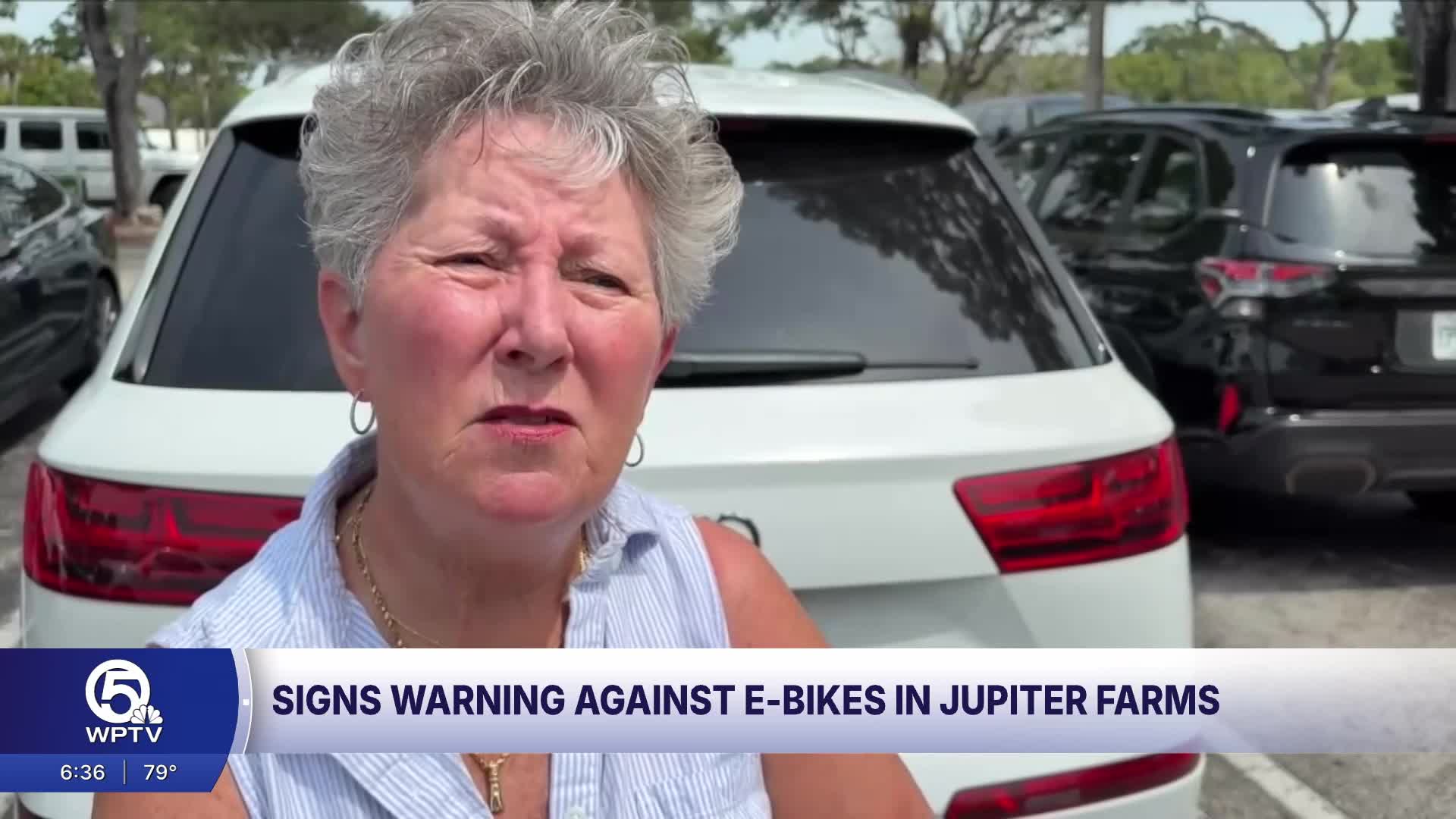 Digital sign in Jupiter Farms neighborhood gives warning to e-bike riders