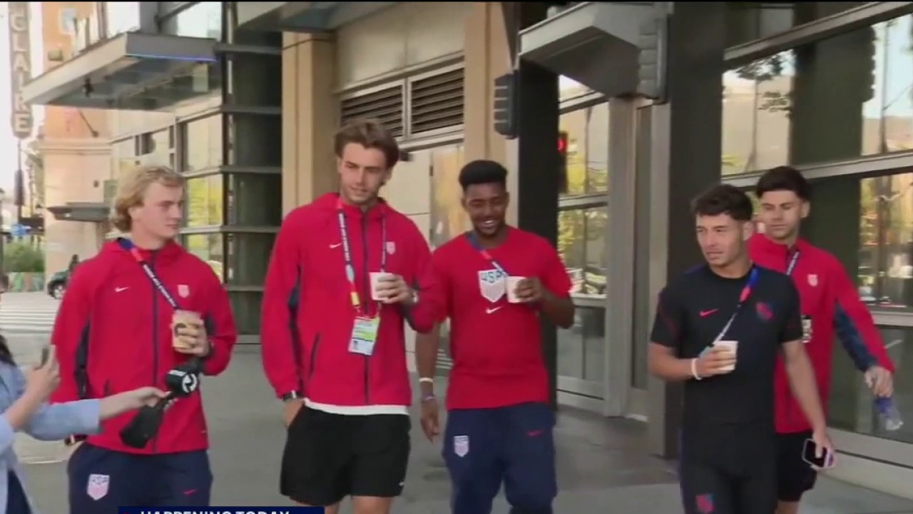 US men's national soccer team players walk around San Jose