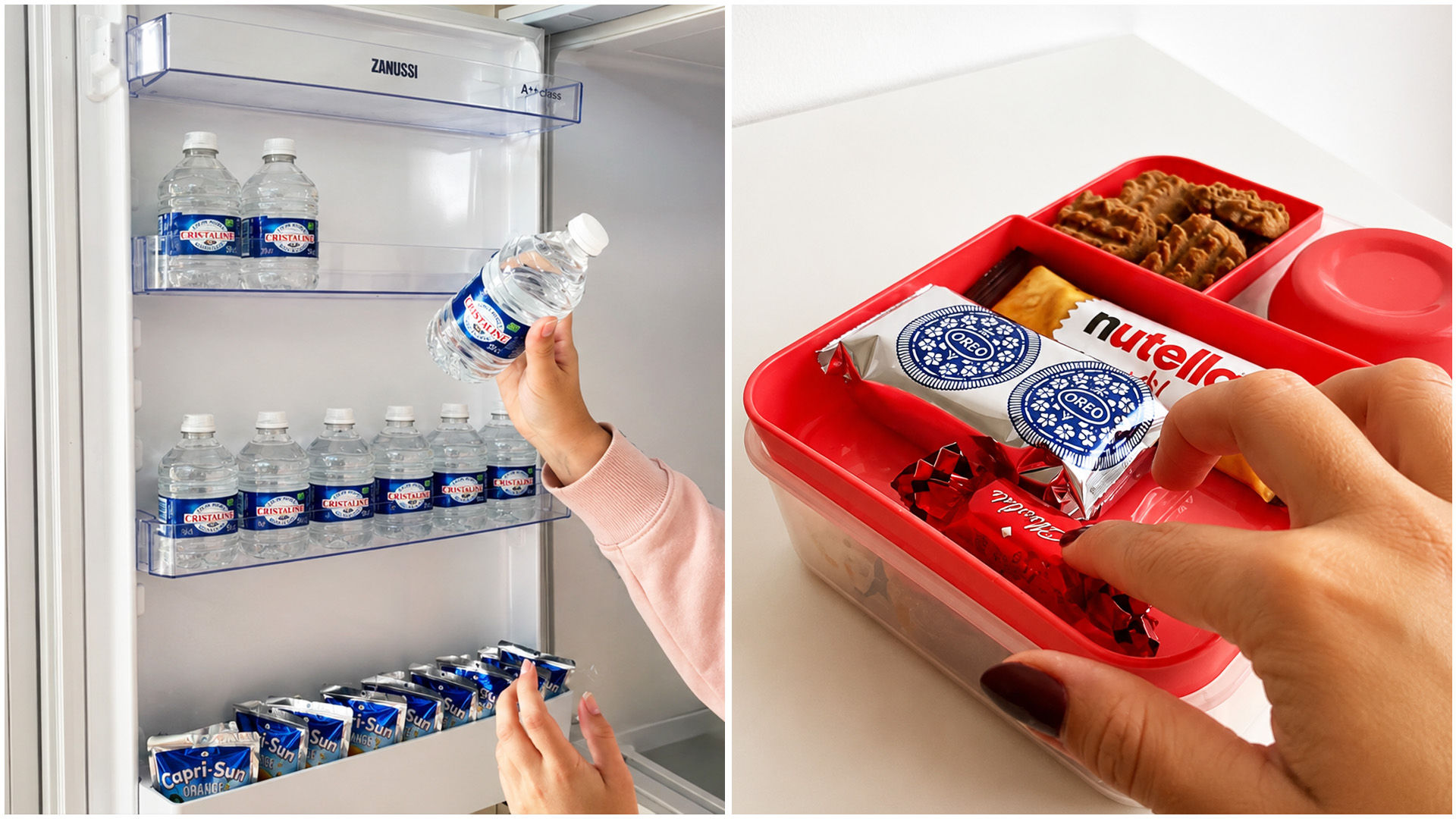 Fridge and snack box restock for a neat home