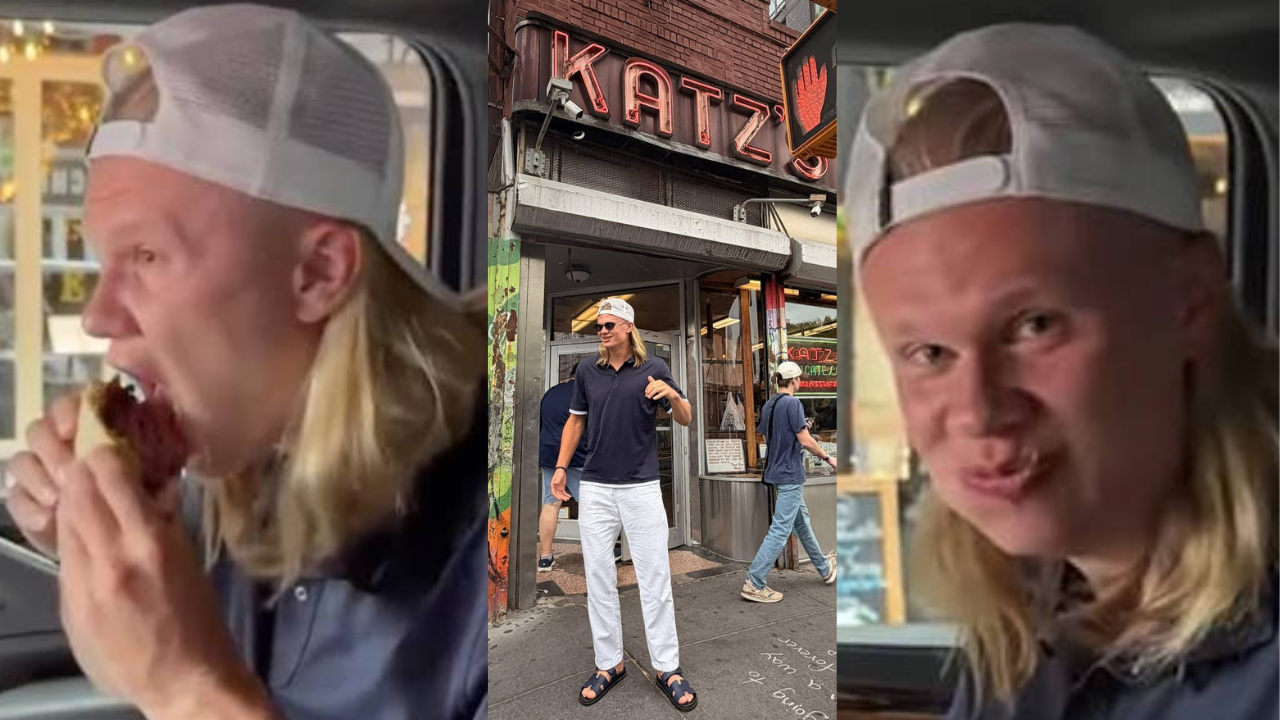 Erling Haaland wolfing down a Katz's Delicatessen sandwich is as New ...