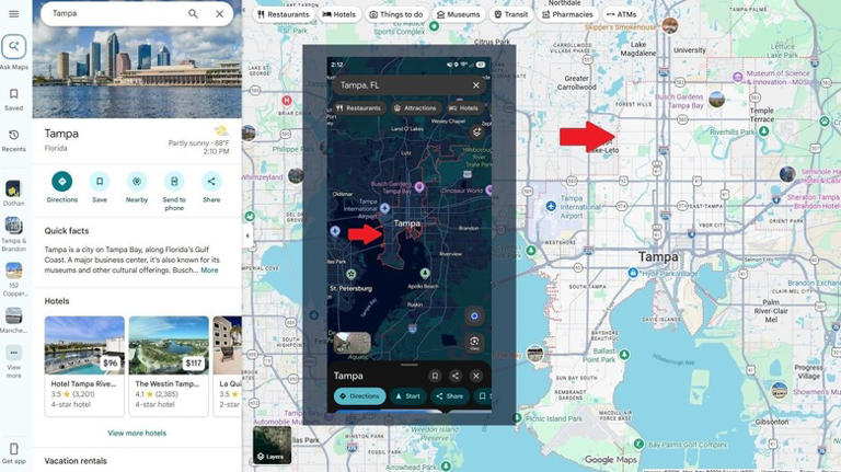 What does the red dotted line mean on Google Maps?