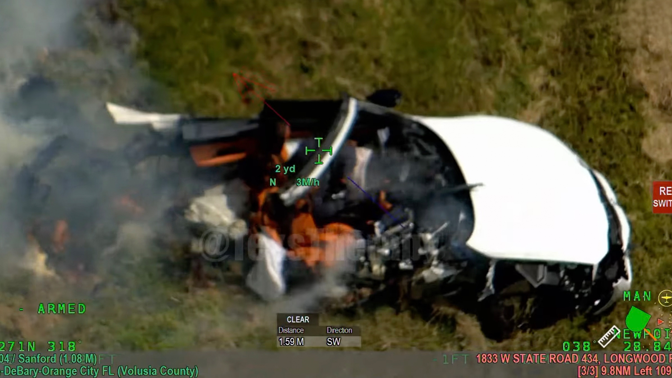 A stolen BMW M4 fled police at 130, then split in half on a sign post