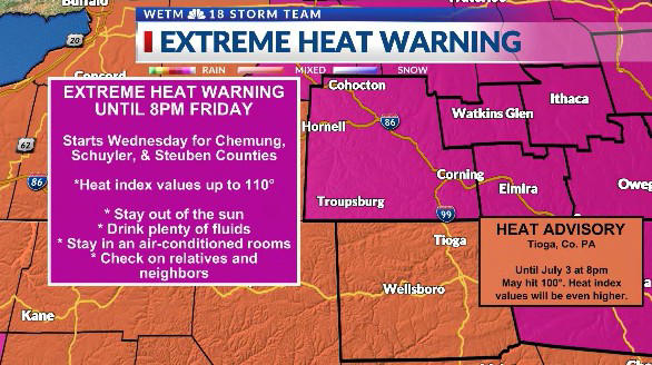 Dangerously hot across the Twin Tiers for the rest of the week. Safety ...