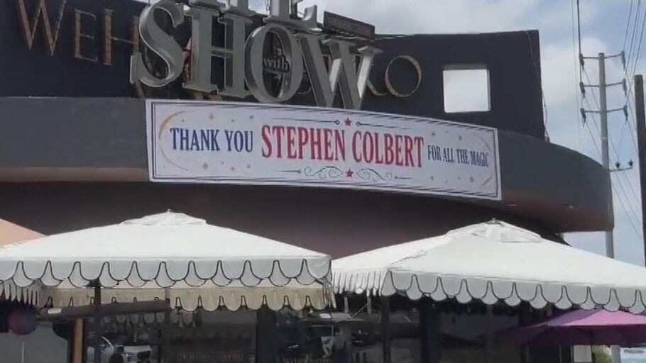 The Late Show with Stephen Colbert sign moves to a West Hollywood ...