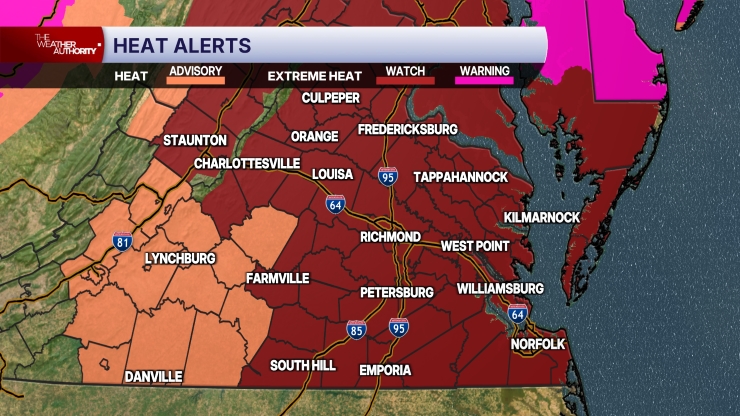 Dangerous heat and humidity combo expected in Virginia