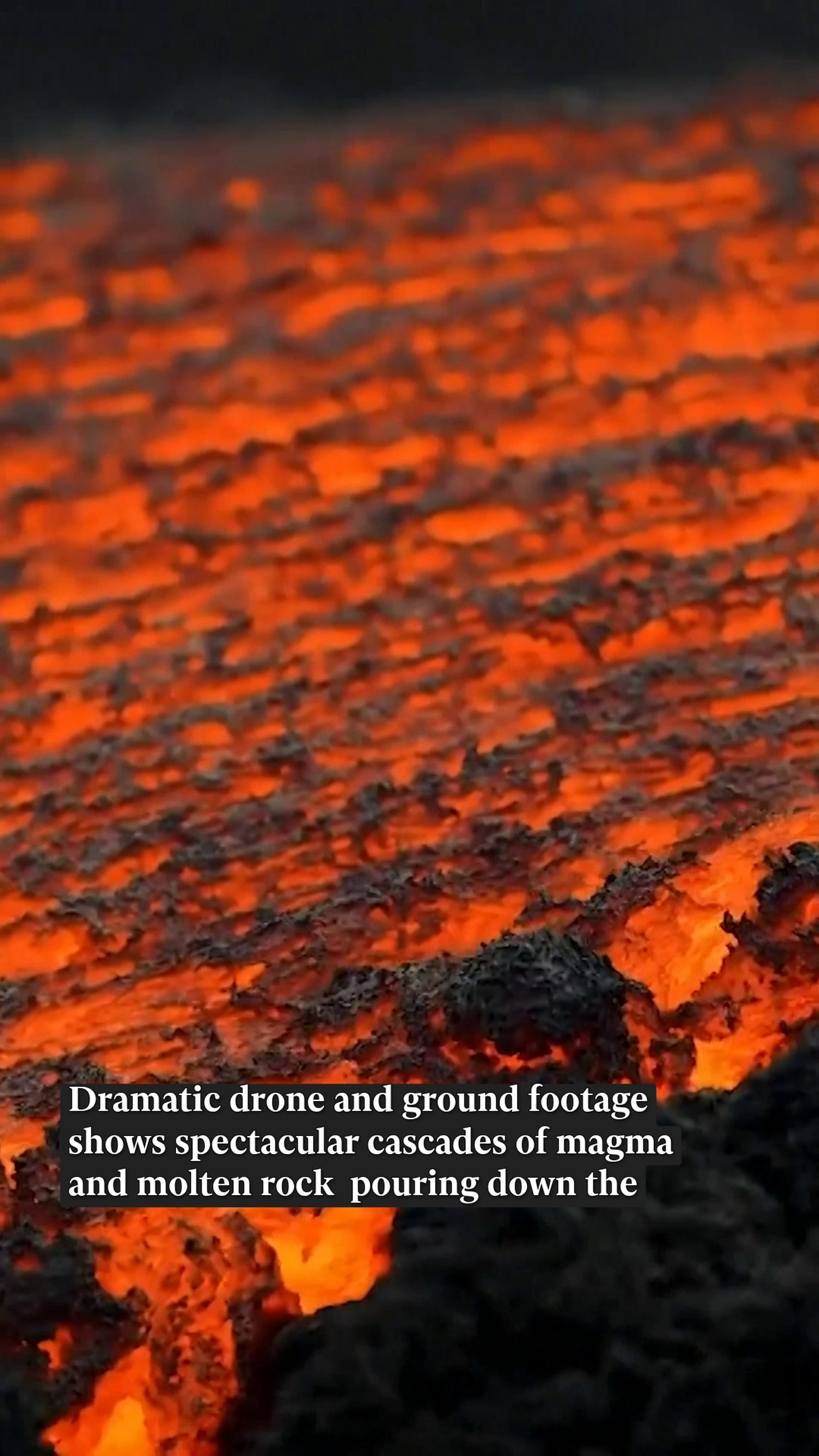 Mount Etna eruption creates trail of bright orange lava