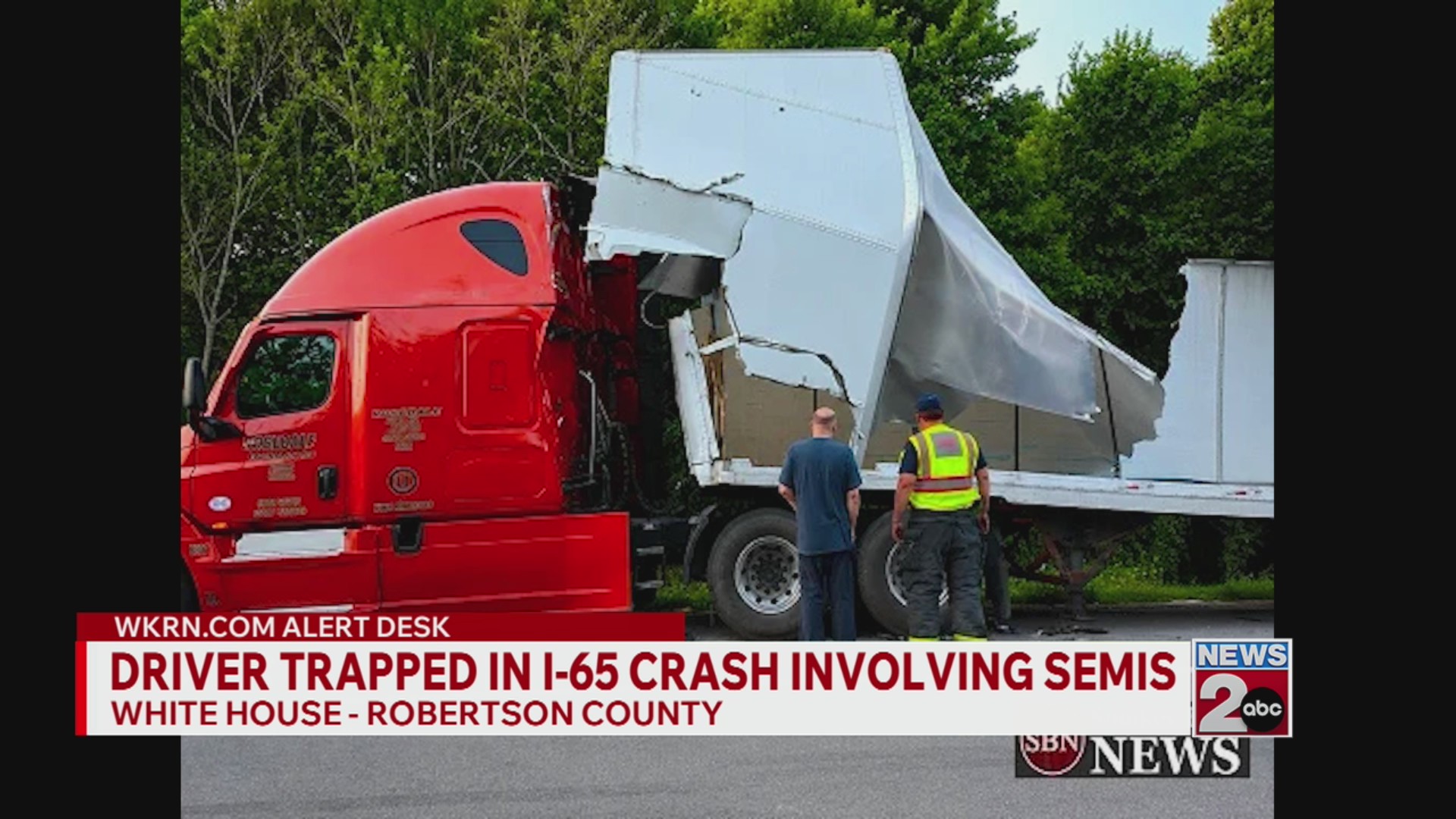 Driver trapped in semi after crash on I-65