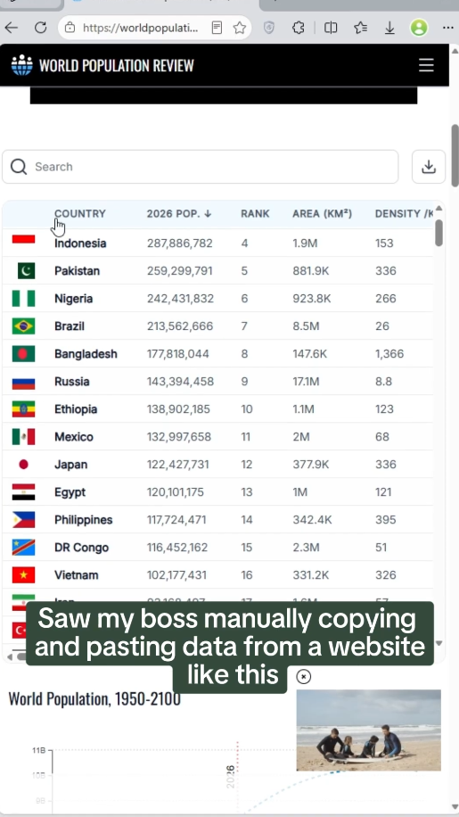How to import website data into Excel