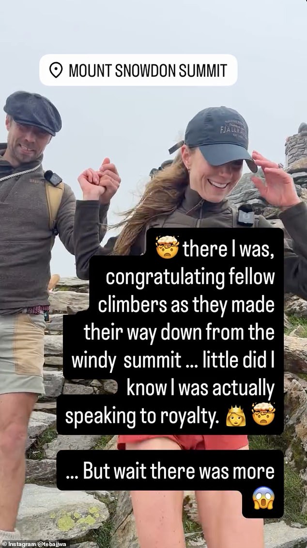 Kate holds hands with brother James Middleton during Snowdon descent