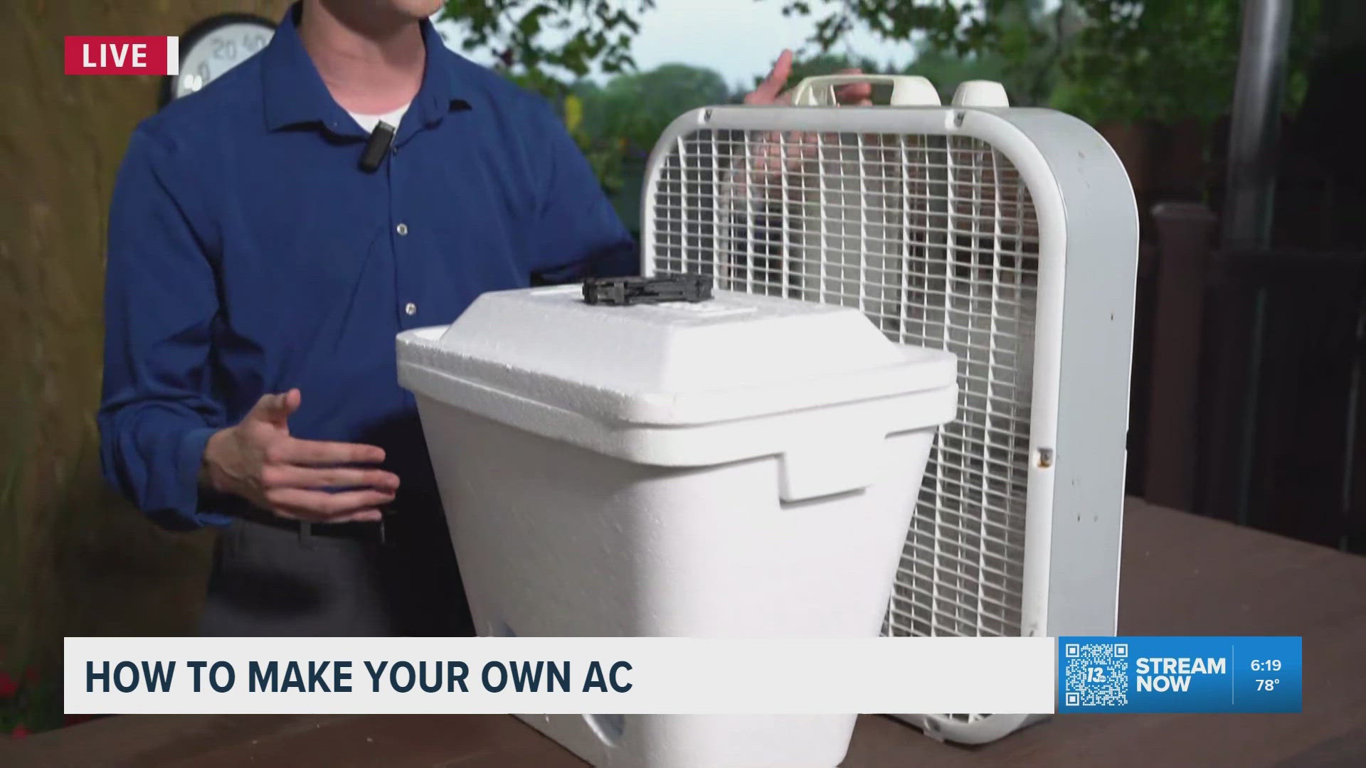 Demo: How to make your own air conditioning using box fan, ice