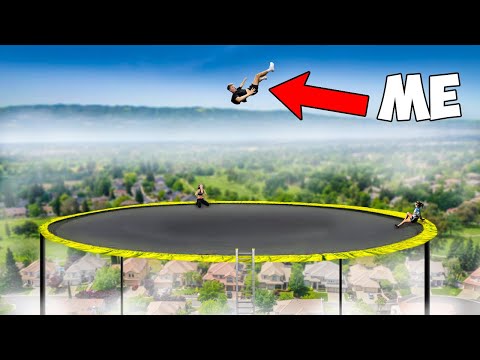 Creator constructs the world's largest trampoline in front yard