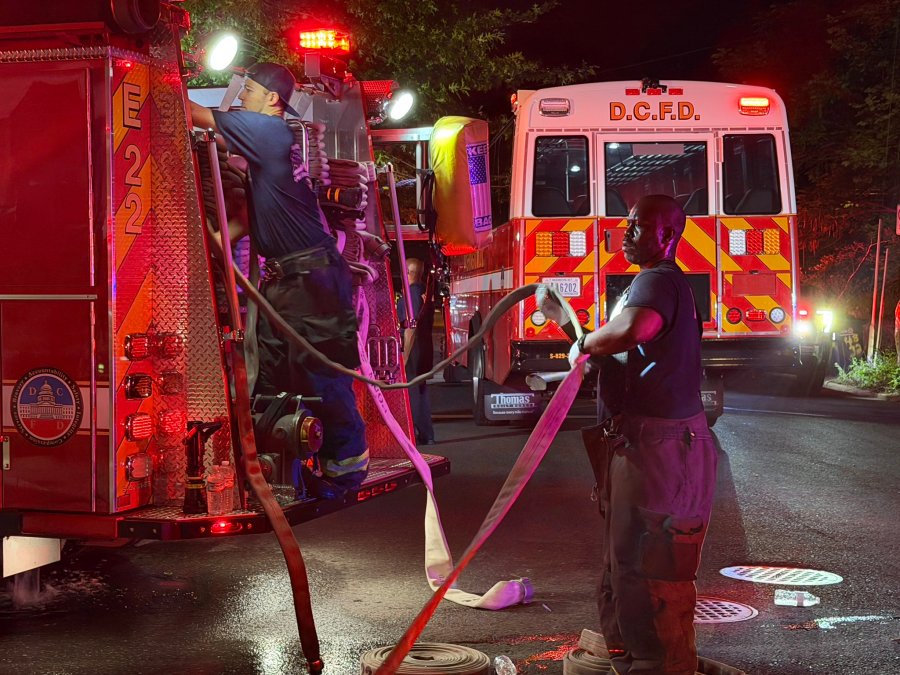 3 adults, cat displaced after fire in basement of row home in DC