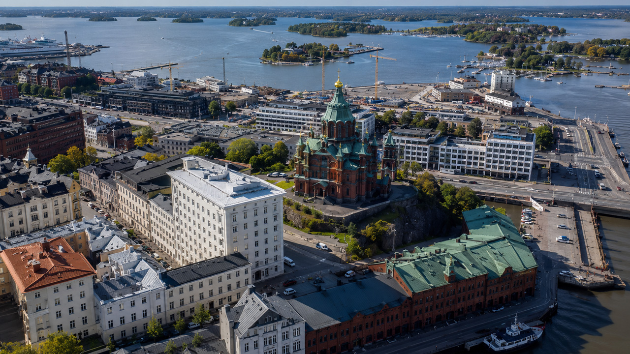 Uspenski Cathedral rising above Helsinki waterfront