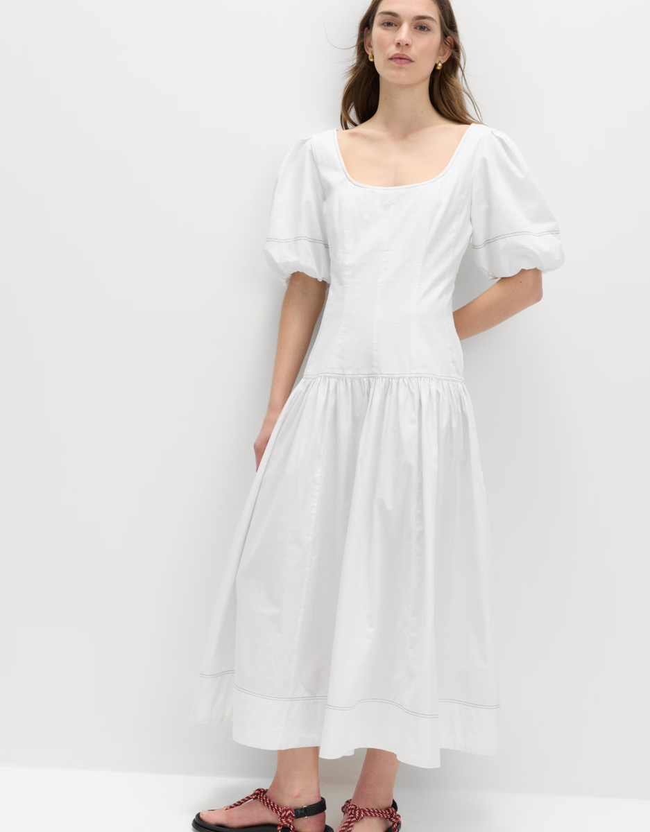 M&S’s crisp white £28 midi dress nails summer’s drop waist trend - with ...