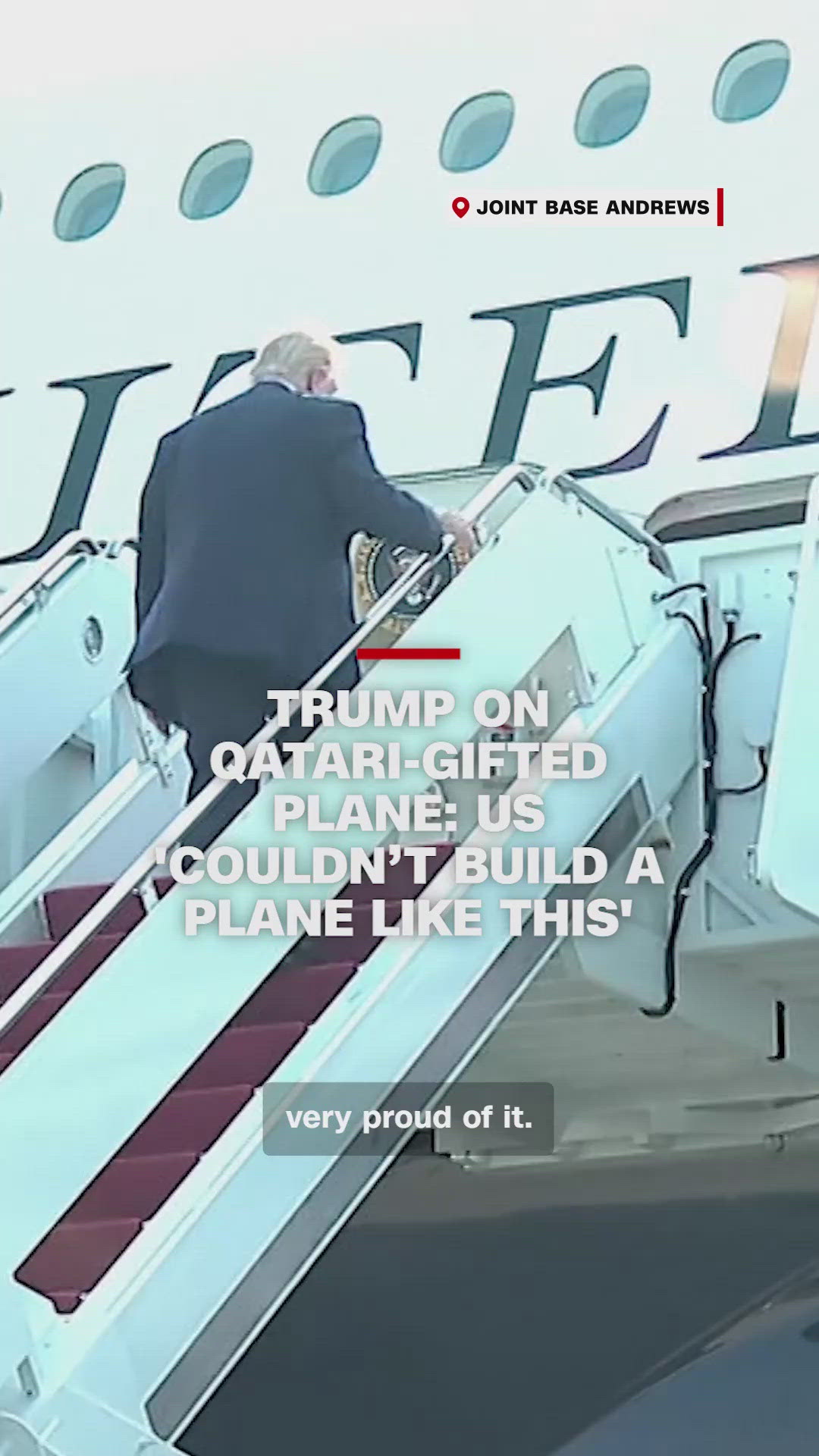 President Trump boards new Air Force One for the first time