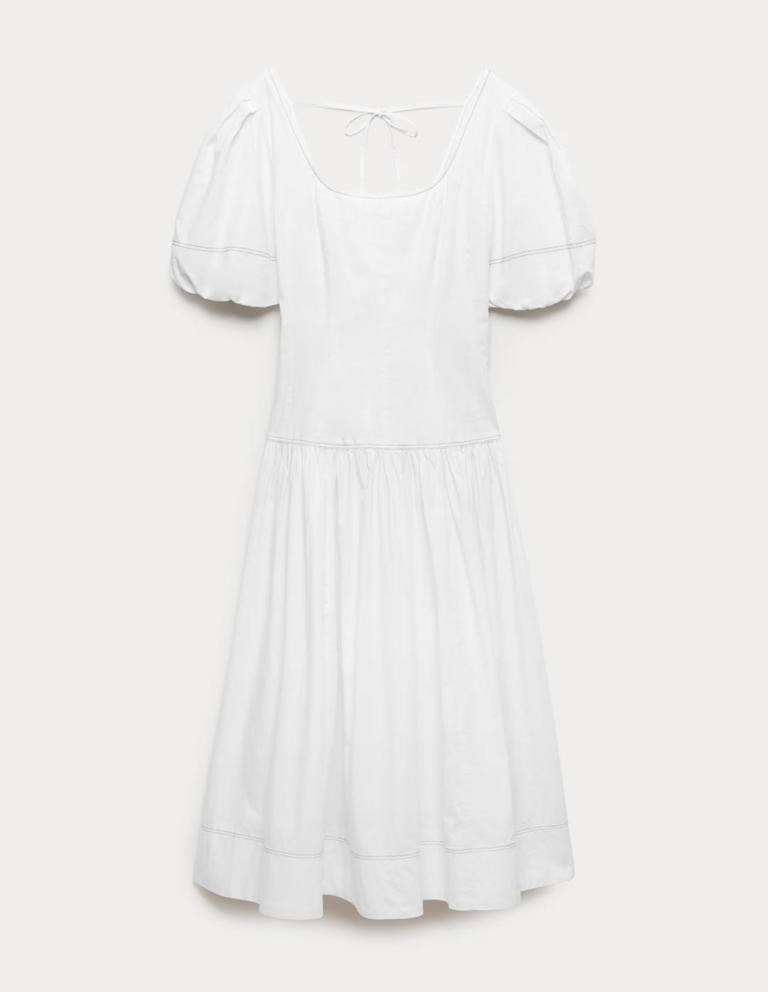 M&S’s crisp white £28 midi dress nails summer’s drop waist trend - with ...