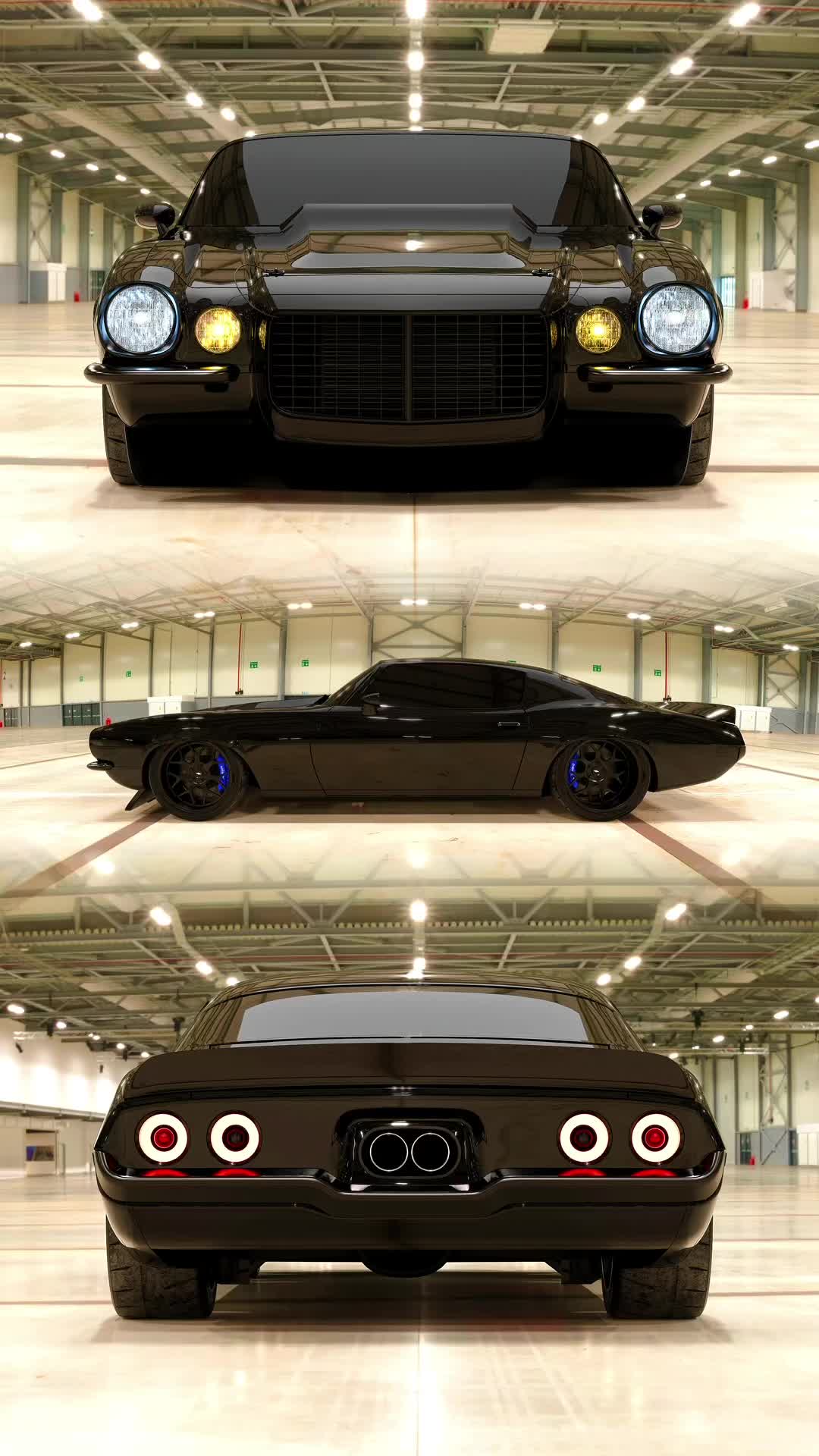 All black Camaro rendering highlights bold design