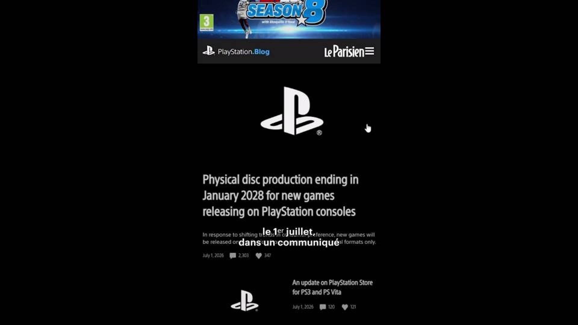 PlayStation annonce la fin des jeux vidéo format CD
