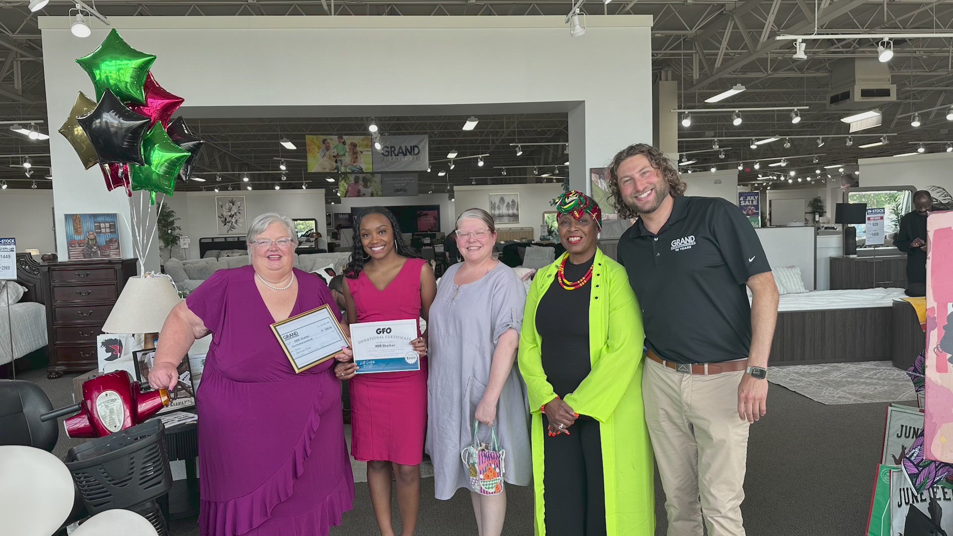 HER Shelter Inc. receives donation $250 giftcard to Grand Furniture ...