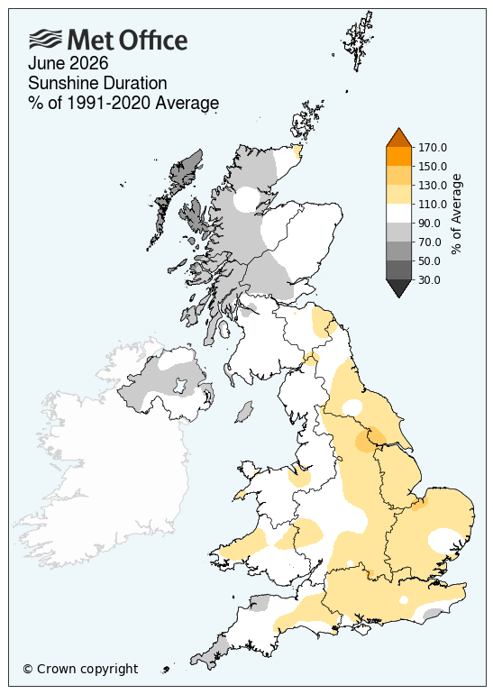 England’s warmest June on record – the second warmest for the UK and Wales