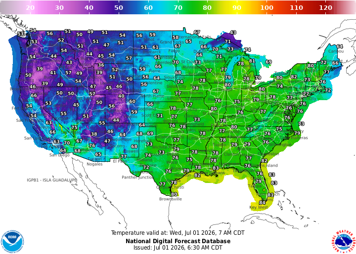 US temps split nearly 90 degrees from hottest to coldest. Where they fell