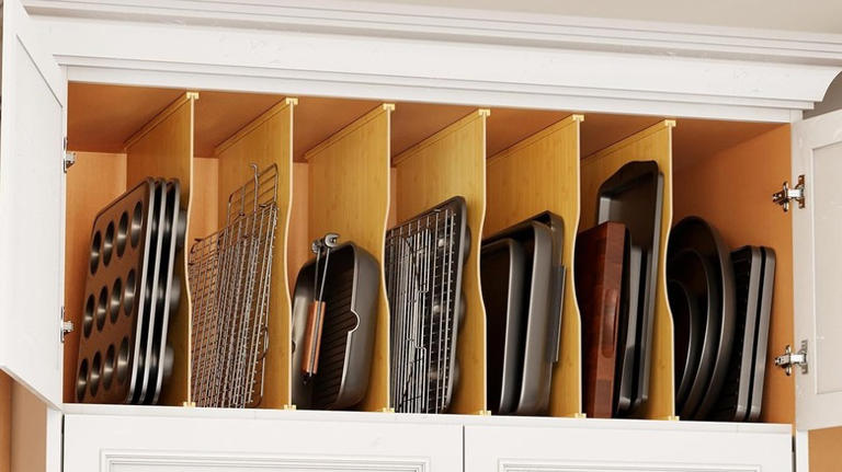 Goodbye black hole: Here's a better way to organize overhead cabinets ...