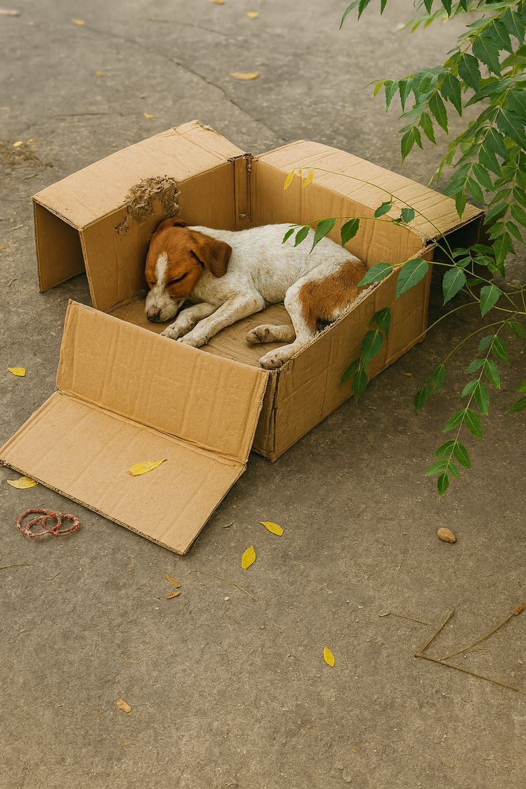 Cagnolino abbandonato in una scatola di cartone: cercava solo un posto ...