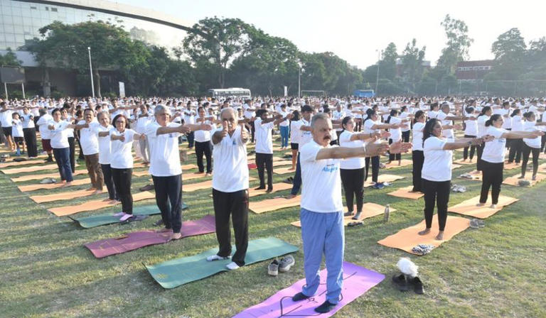 In photos: International Yoga Day celebrations draw large crowds across ...