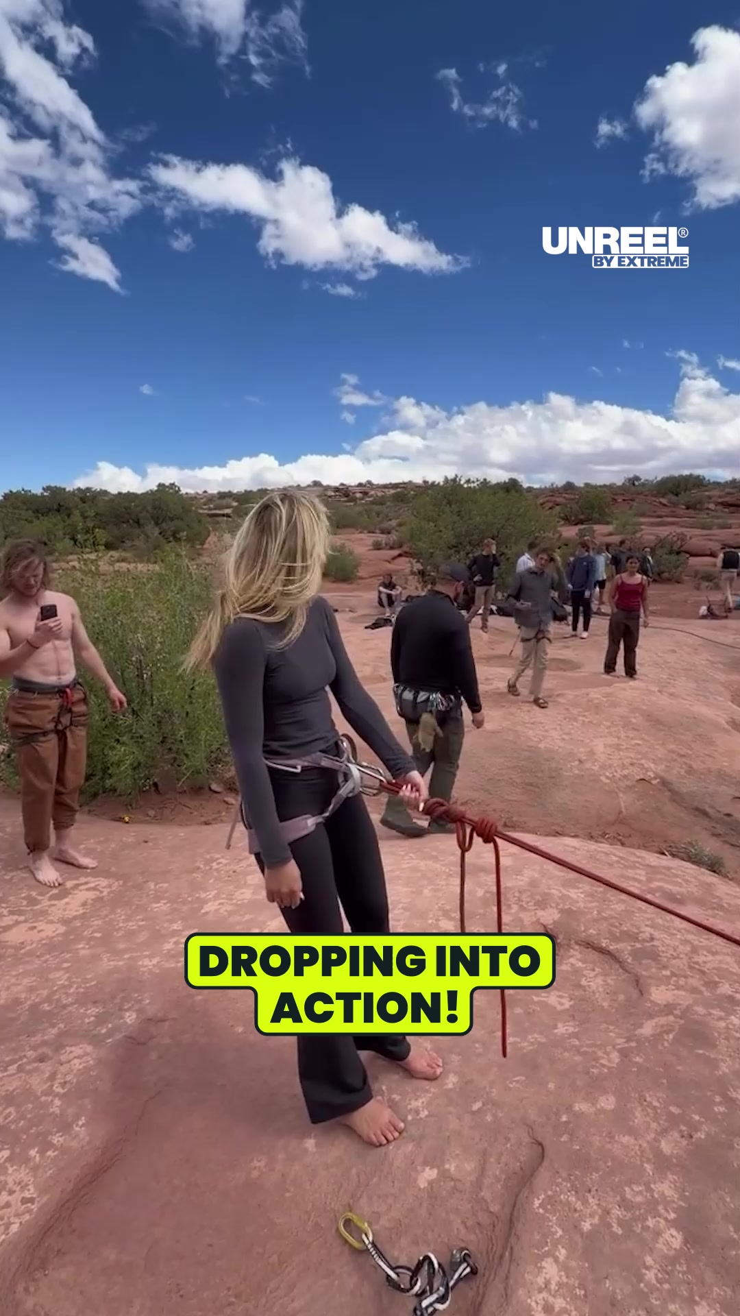 Moab Canyon rope swing jump! Epic freefall adventure with UNREEL BY EXTREME