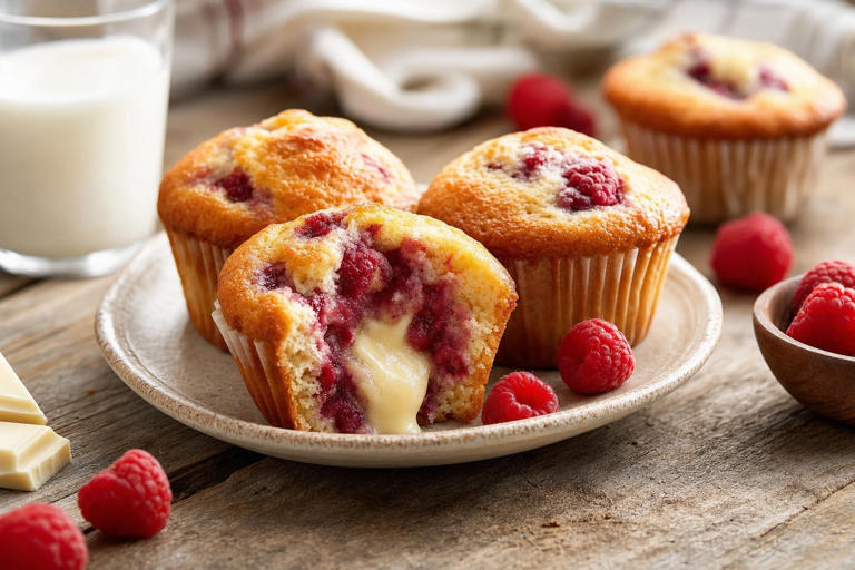 Ces muffins framboise au cœur coulant cartonnent au goûter : ce petit ...