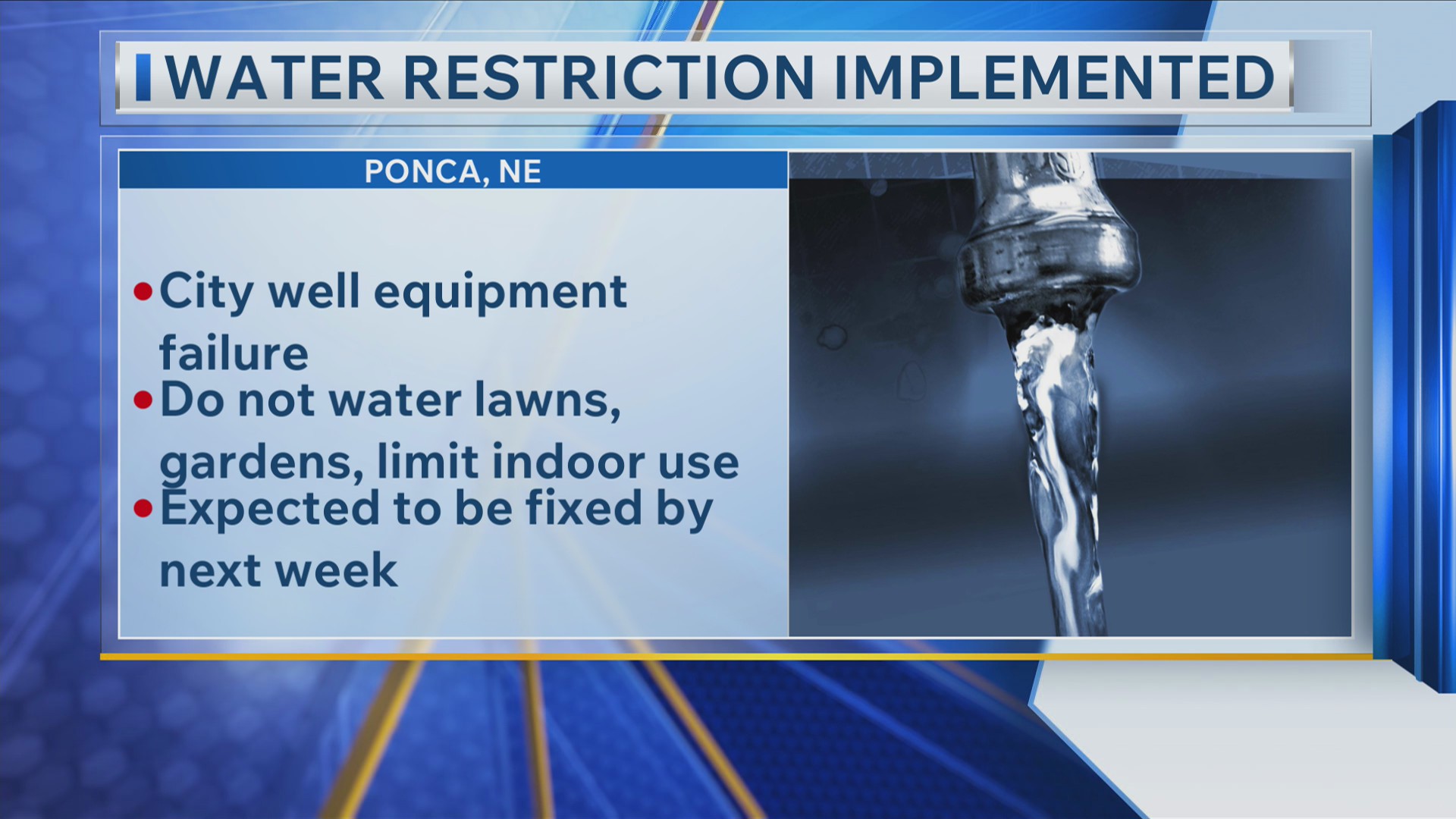 Water restriction implemented