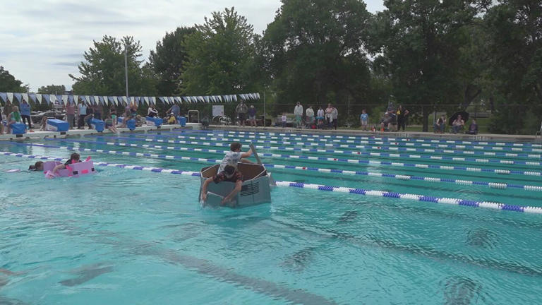 Cardboard boats take over Rapid City pool in creative summer race