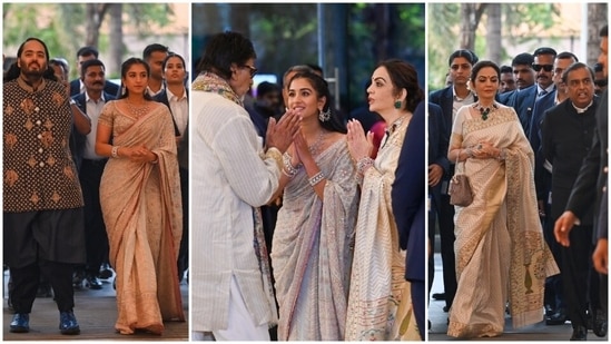 Radhika Merchant, Nita Ambani dazzle in twinning cream saree looks at ...