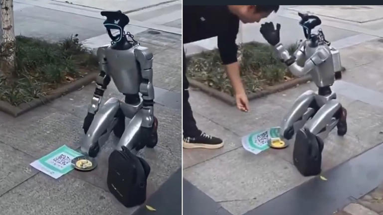 China: Humanoid robot asks for donations to pay 'electricity bills ...