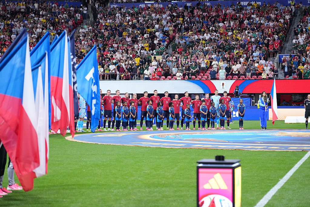 Giant Czech flag swallows World Cup staff member after national anthems